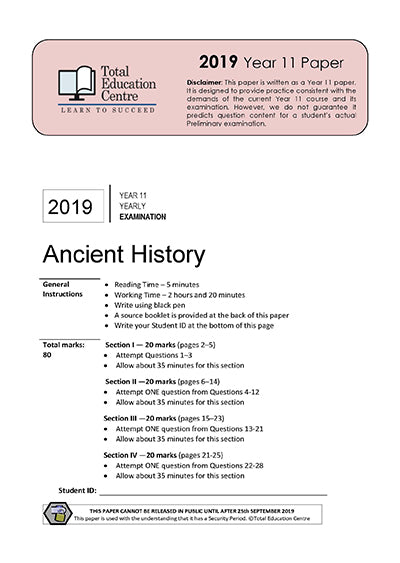 2019 Ancient History Year 11 | Total Education Centre