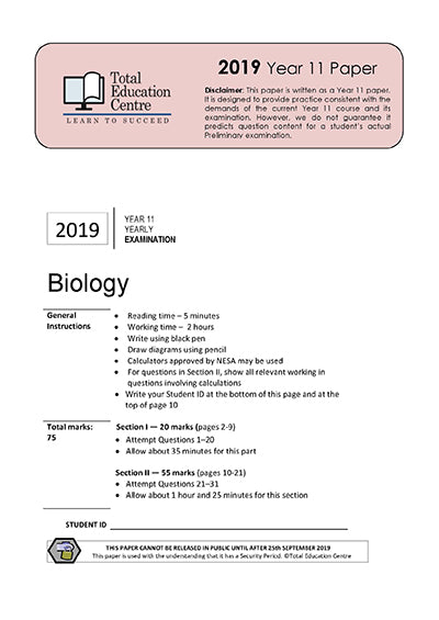 2019 Biology Year 11 | Total Education Centre