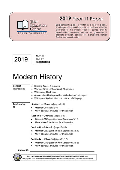 2019 Modern History Year 11 | Total Education Centre