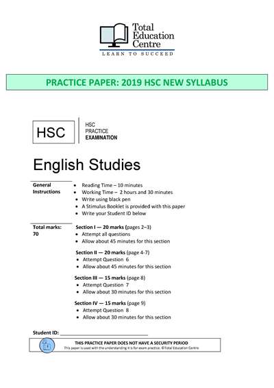 Practice HSC English STUDIES exam paper | Total Education Centre