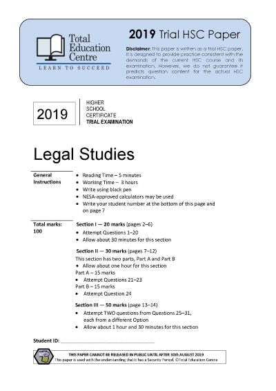 2019 Trial HSC Legal Studies | Total Education Centre